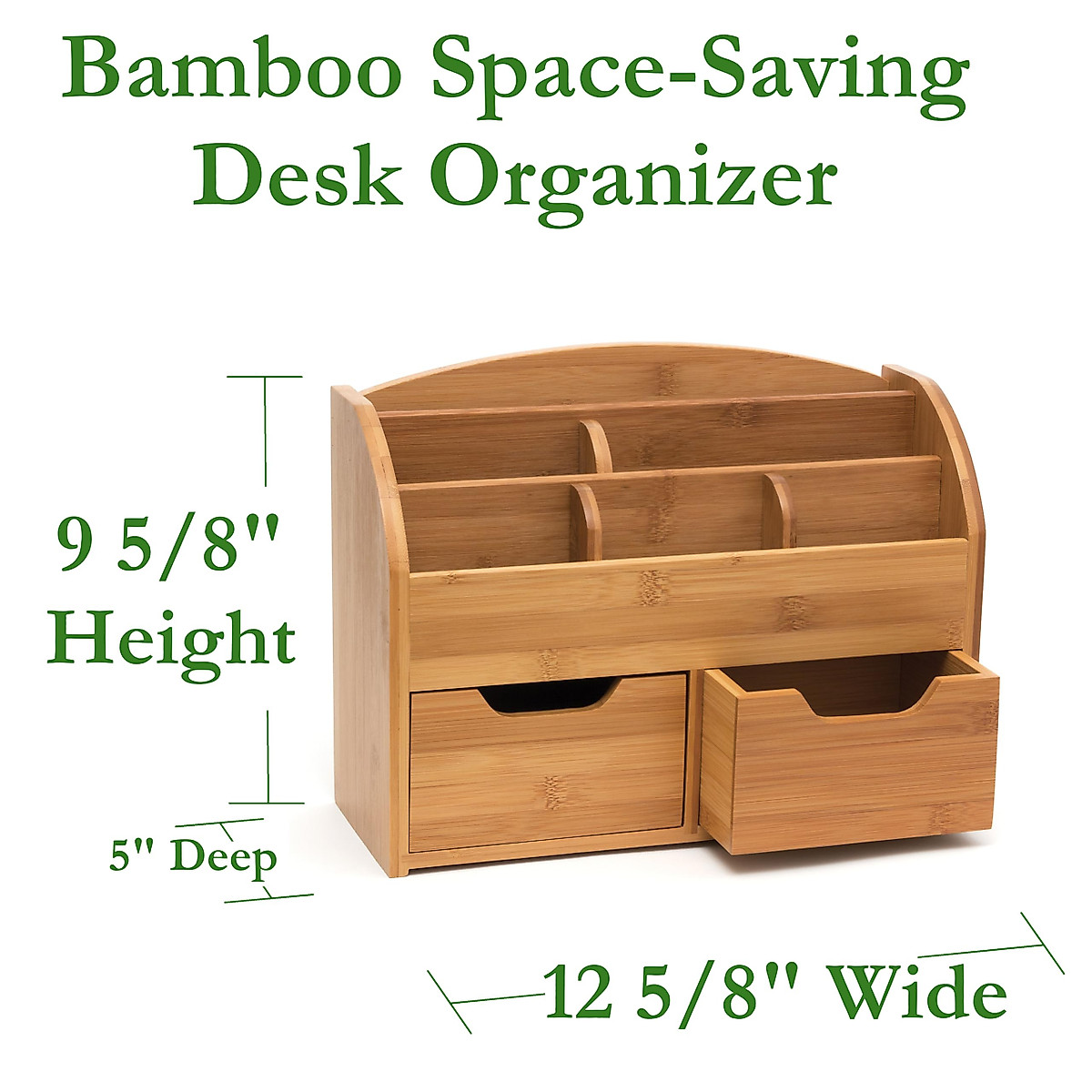 Lipper International 809 Bamboo Wood Space-Saving Desk Organizer, 13" x 10" x 5 3/8"