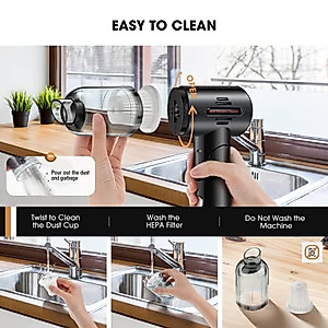 Alltope Car Vacuum Cleaner 9000Pa Powerful Suction, Cordless Handheld Car Vacuum Cleaner with Filter, 3 in 1 Car Vacuum Cleaner Foldable Rechargeable for Car Home Pet Hair Cleaning