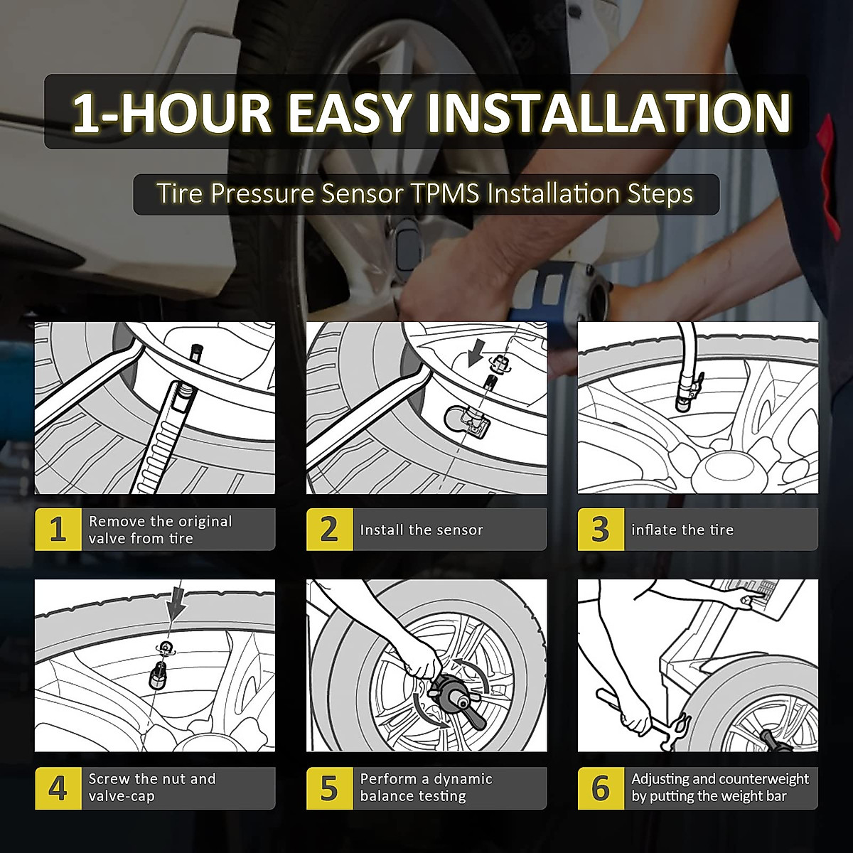 Marsflex TPMS Sensor Fit for Chrysler 200 300 Pacifica Sebring, for Dodge Avenger Charger, for Jeep Commander Compass Wrangler, Tire Pressure Monitoring System OE: 68001696AB, 68078861AA 315MHZ