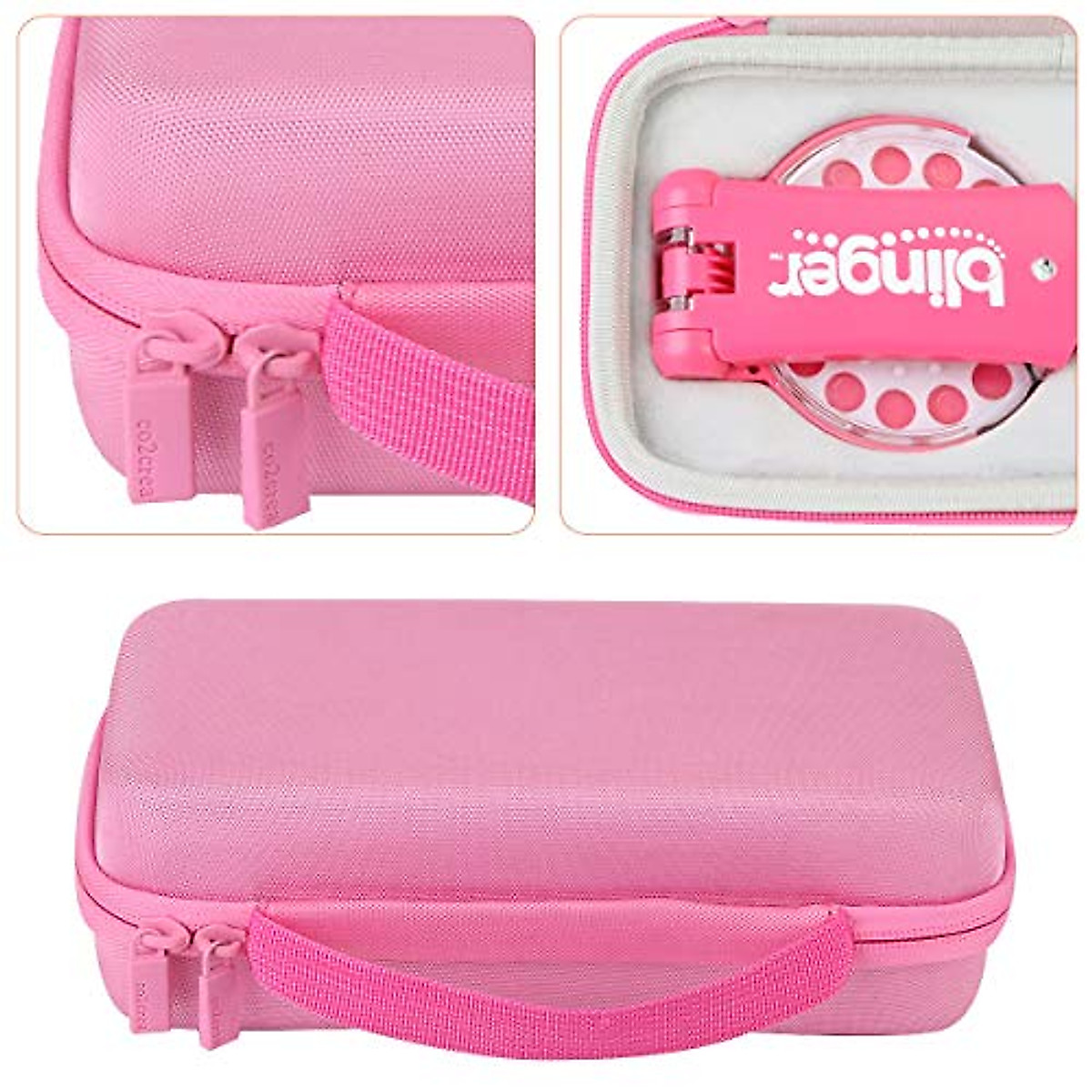 co2CREA Hard Case Replacement for Blinger Ultimate Set Glam Collection Refill Gems Bedazzler Kit with Rhinestones Hair Gems Nail Jewels, Pink Case