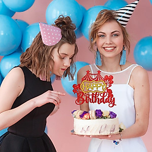 Embhhor Circus Happy Birthday Cake Topper, Carnival Zoo Animals Themed Birthday Cake Decor, Baby Shower Kids Birthday Party Decoration Supplies