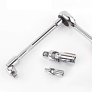 3PCS Universal Joint Socket Set, Chrome Vanadium Steel Swivel Socket Adapter Set, 1/4IN, 3/8IN, 1/2IN Drive Universal Joint Set