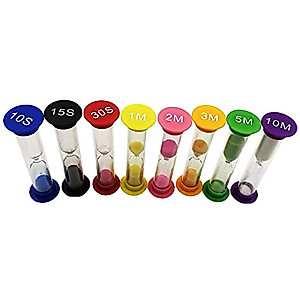 Inzopo 8Pcs Hourglass Sand Timer Sandglass Sand Clock Timer Game Timer Hourglass Timer Sand Clock Timer for Games Classroom Home Office, 10/15/ 30 Seconds & 1/2/ 3/5/ 10 Minutes