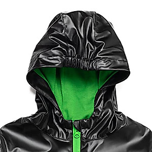 Minecraft Creeper Big Boys Zip Up Raincoat Jacket Black 18-20