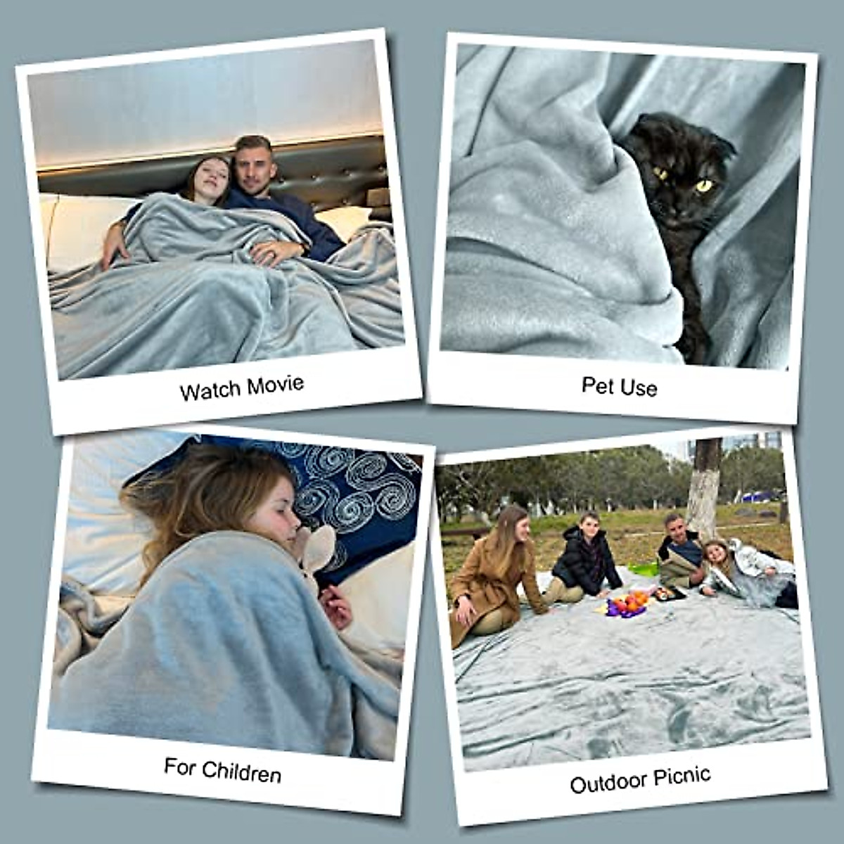 Enimib Oversized King Blanket 120 x 120 Inches, Extra Large Soft Warm Lightweight Flannel Fleece Thick Throw Blanket 10'x 10', Plush Microfiber Fluffy Big Blanket for Couch/Bed/Sofa Camping Grey