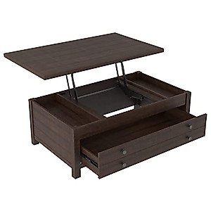 Signature Design by Ashley Camiburg Farmhouse Lift Top Coffee Table with Storage, Dark Brown