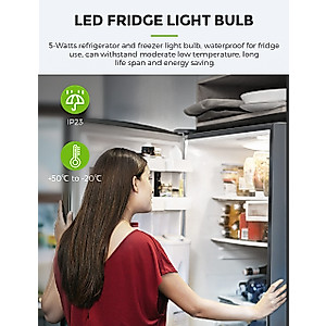 L LOHAS LED Refrigerator Light Bulb, 40W Equivalent 120V A15 Fridge Waterproof Bulbs, 5W E26 Medium Base Daylight White 5000K for Freezer Home Kitchen Lighting, Non-dimmable, 2 Pack