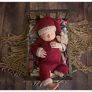 Christmas Newborn Baby Photo Shoot Props Outfits Crochet Clothes Santa Claus Red Hat Pants Photography Props