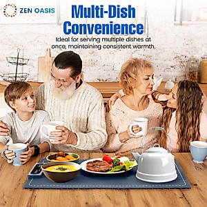 Electric Food Warming Mat 24 x 15 with Adjustable Temperature Controls – Foldable Tray with Non-Slip Surface - Best for Buffet, Family Meals, & Parties – Keeps Food Warm for Hours By ZenOasis