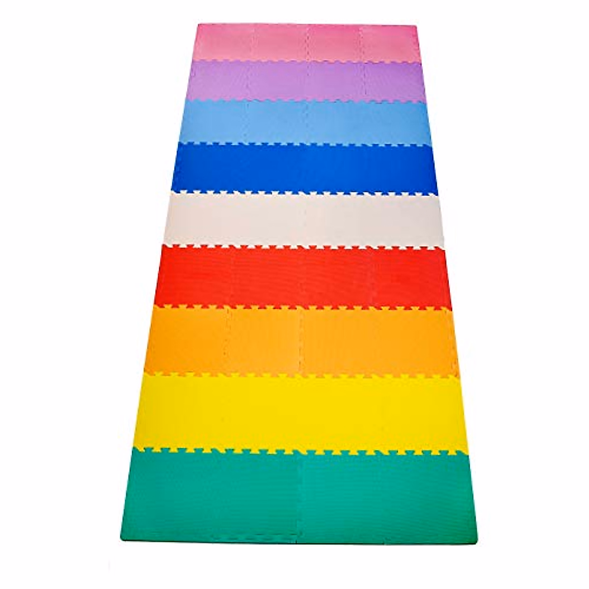 KC Cubs Soft & Safe Non-Toxic Children’s Interlocking Multicolor Exercise Puzzle EVA Play Foam Mat for Kids’s Floor & Nursery Room, 36 Tiles, 9 Colors, 11.5” x 11.5”, 54 Borders (EVA002)