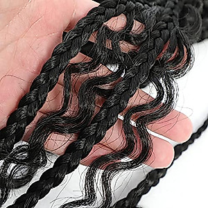 Ayana Crochet Box Braids Curly Ends 120 Strands 22Inch Goddess Box Braids Crochet Hair Bohomian Crochet Braids Box Braids 3X Boho Box Braids Synthetic Crochet Braids Hair Extensions (6pack, 1B)