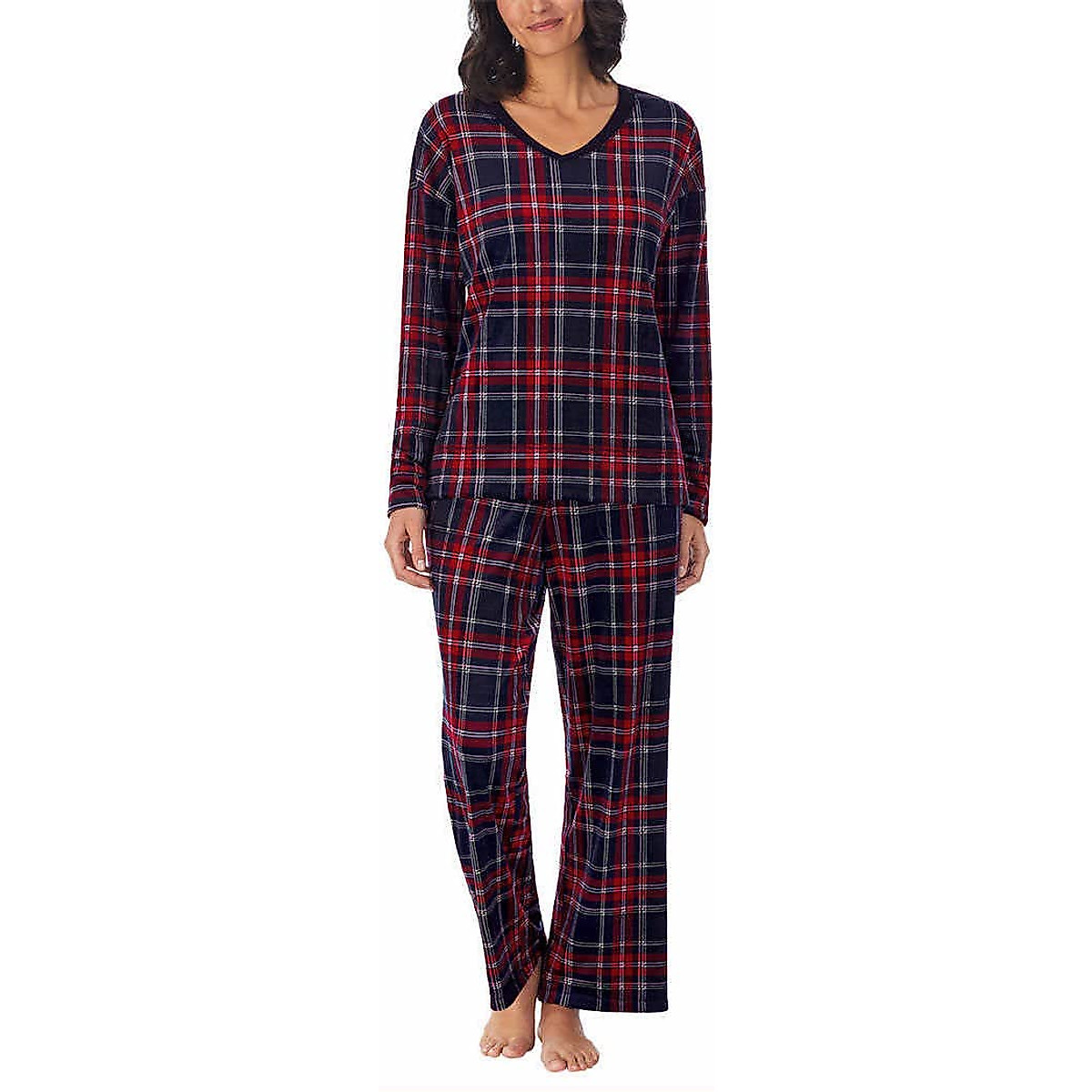 Nautica Womens Pajamas - Cozy Silky Fleece - 2 Piece Long Sleeve Winter Sleepwear Set for Women, Celebrate Plaid, XX-Large