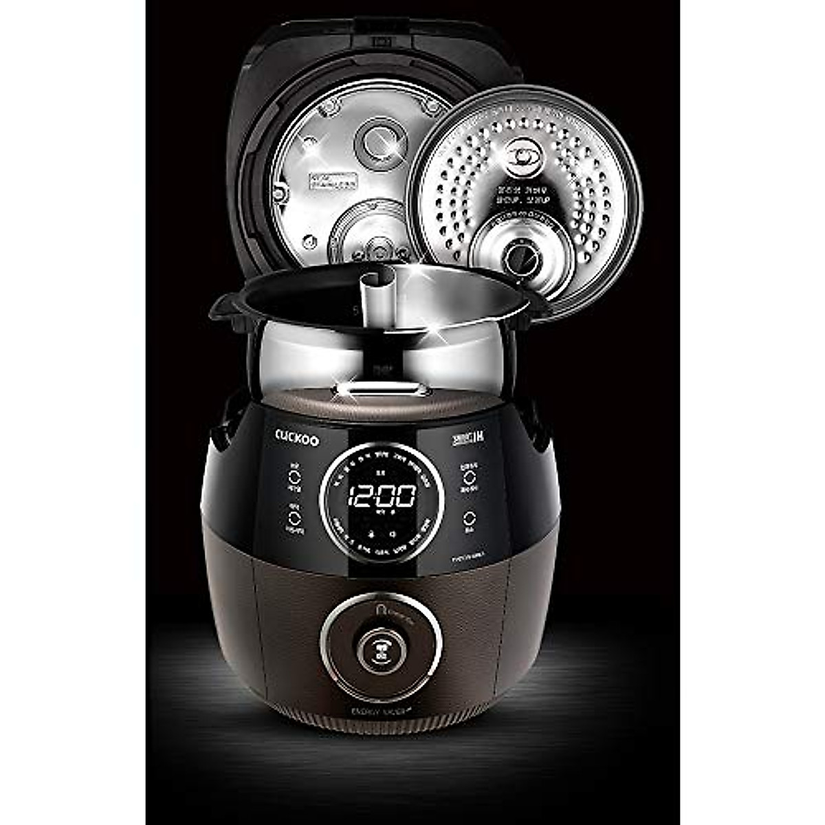 Cuckoo Induction Heating Pressure Rice Cooker – 18 Built-in Programs Including Glutinous, Sushi, Porridge, Yogurt, Cheese, and More, Made in Korea, Gray/Black, 10 Cups, Brown Leather