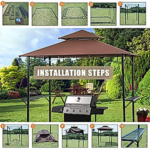 Grill Gazebo,8'x 5' BBQ Canopy,Double Tiered Grill Canopy Barbecue Gazebo for Outdoor Patio Backyard