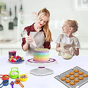 VORCAY 100 Pcs Cake Decorating Kits Supplies - Newest Cake Turntable with Roller Smoothly and Even In Rotation Helps Decorate Cake Easily And Beautiful for Birthday Wedding