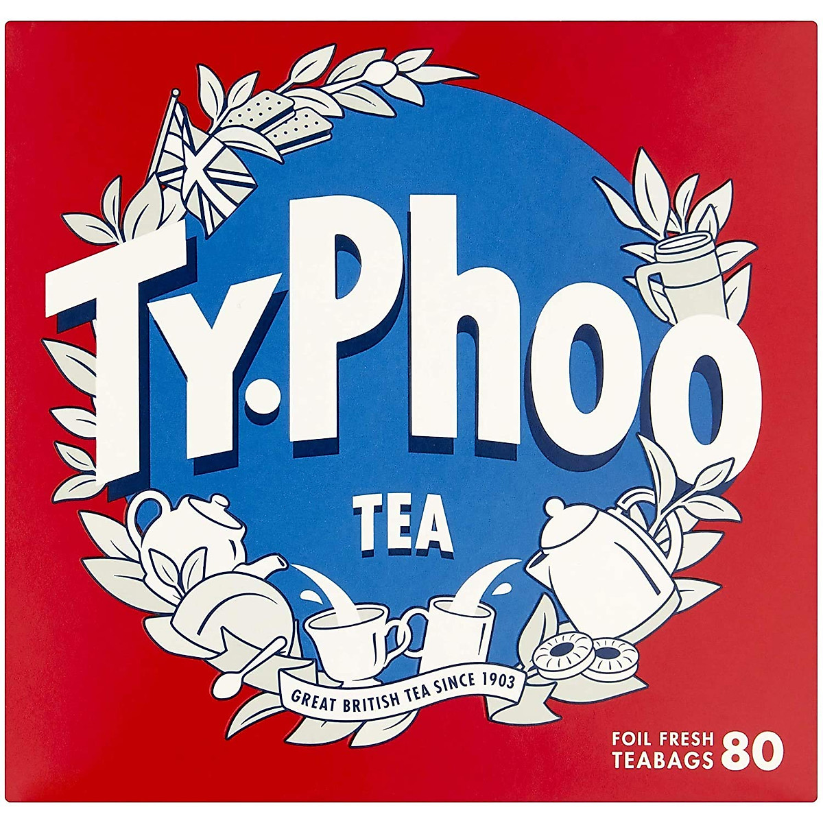 Typhoo Tea: 80 Authentic English Tea bags Individually Wrapped, Black Tea Bags, British Black Tea, British Blend, English Breakfast Tea, Kosher for Passover