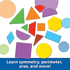 Learning Resources Translucent Geometric Shapes - 408 Pieces, Grades Pre-K+ | Ages 4+ Preschool Learning Materials, Manipulative Shapes, Early Geometry Skills, Classroom Accessories, Teacher Aids