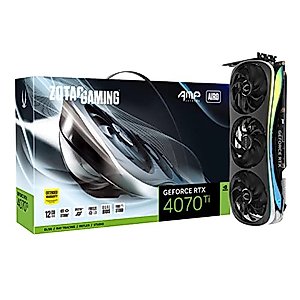 ZOTAC Gaming GeForce RTX 4070 Ti AMP Extreme AIRO DLSS 3 12GB GDDR6X 192-bit 21 Gbps PCIE 4.0 Gaming Graphics Card, IceStorm 2.0 Advanced Cooling, Spectra 2.0 RGB Lighting, ZT-D40710B-10P