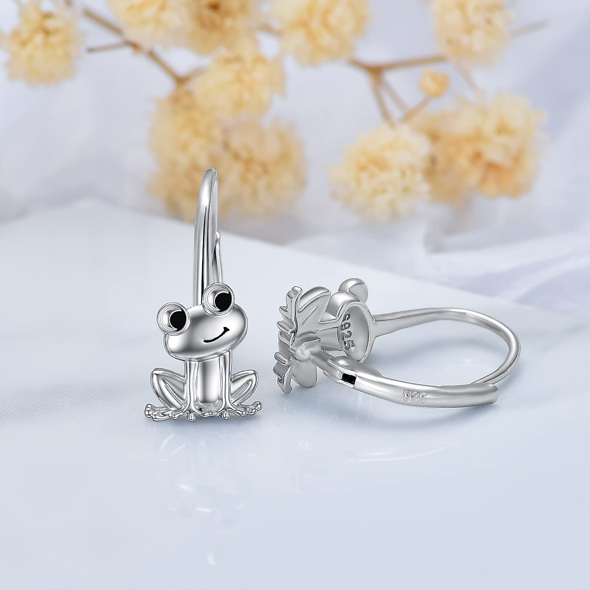 MEIDERBO Frog Earrings S925 Sterling Silver Hypoallergenic Frog Hoop Earrings Women Frog Jewelry Gifts for Daughter