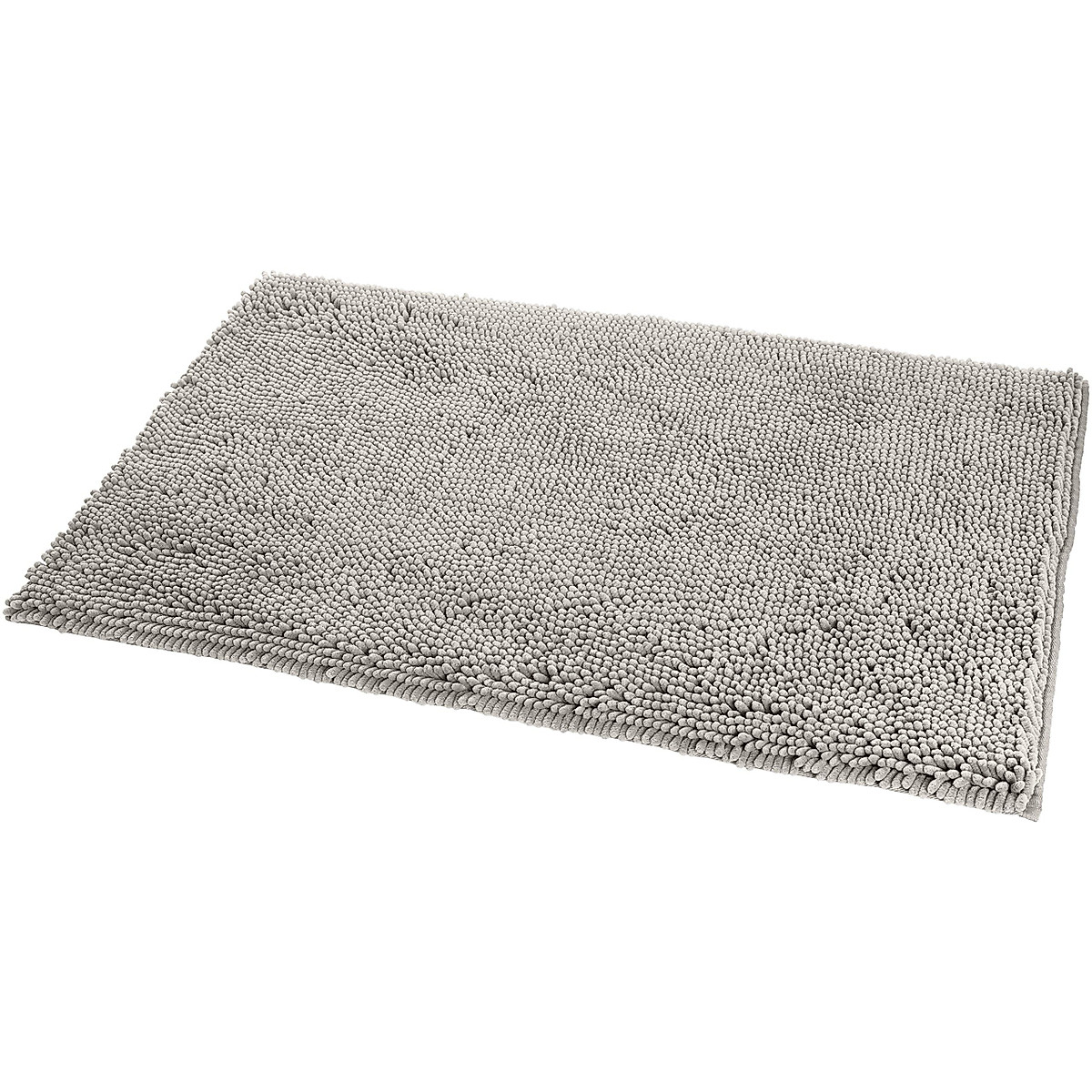 Amazon Basics Non-Slip Microfiber Shag Bathroom Rug Mat, 21" x 34", Platinum