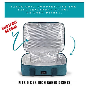 Insulated Casserole Carrying Case for Hot or Cold Food Storage, Perfect for Potlucks, Parties, Picnics, and Cookouts; Fits 9” x 13” Baking Dishes; Lasagna Casserole Carrying Case (Teal)
