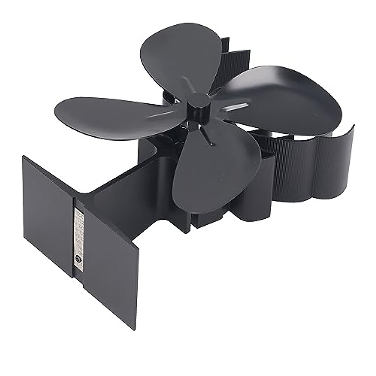 4 Blade Heat Powered Stove Fan Large Air Volume Fireplace Wood Stove Fan Non Electric Eco Fan Low Noise Aluminum Alloy Black