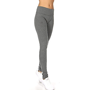 Mopas Yoga Capri with Fold Over Solid Waistband (Grey,Small)