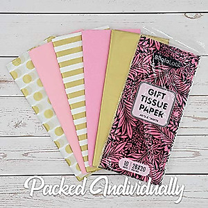 BllalaLab Tissue Gift Wrapping Paper 60 Sheets Metallic Gold Set Premium Quality Recyclable Bulk, 26” x 20”, Perfect for Art Craft Decoration, Birthday, Wedding, Baby Shower (Pink & Gold)