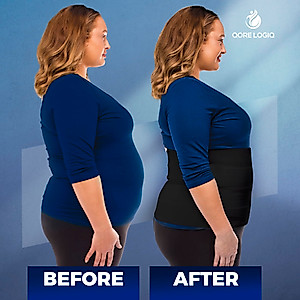 QORE LOGIQ Plus Size Abdominal Binder Post Surgery for larger Men + Women - Postpartum Belly Band - Compression Garment - Hernia Belt For Men + Woman - C Section Belly Binder - Adjustable (12 INCH XL)