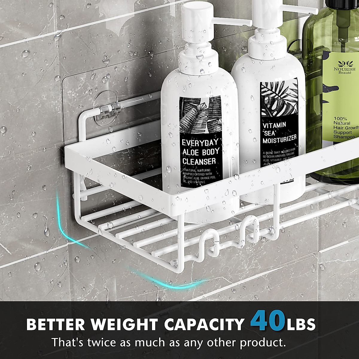 Moforoco Shower Caddy Shelf Organizer Rack, Self Adhesive Black Bathroom Shelves Basket, Home Farmhouse Wall Inside Organization and Storage Decor Rv Accessories, First Camper Apartment Essentials