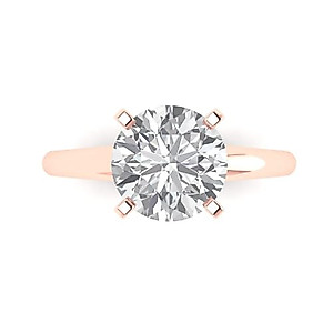 Clara Pucci 2.50ct Round Cut Solitaire White Lab Created Sapphire Engagement Bridal Promise Anniversary Ring in 18K Rose Gold 5