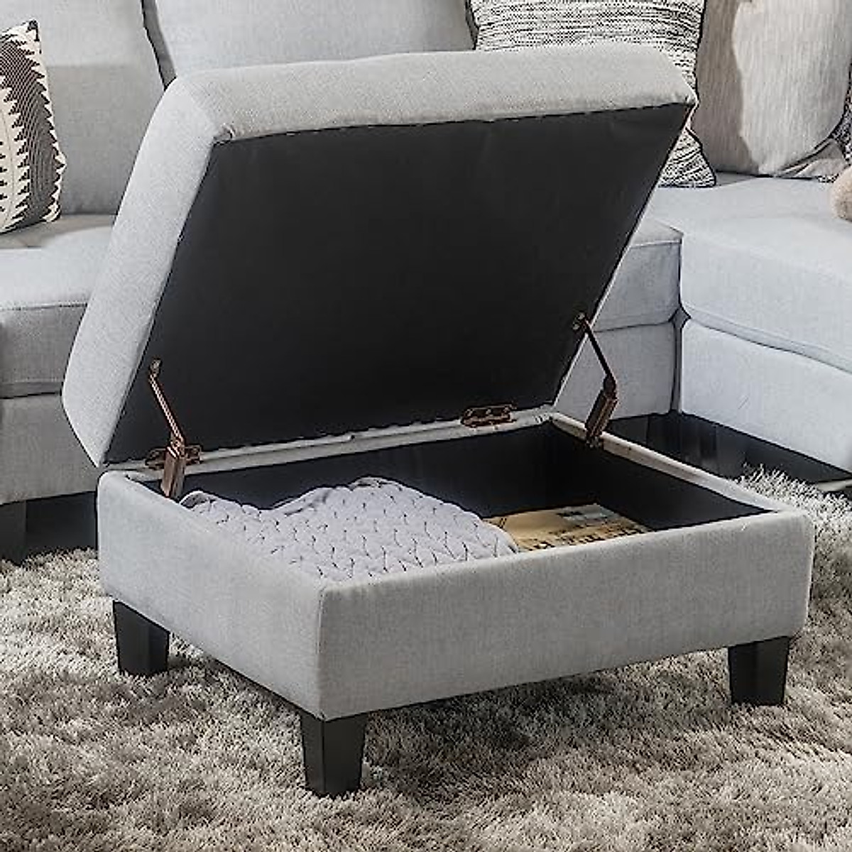 Christopher Knight Home Zahra Fabric Storage Ottoman, Light Grey
