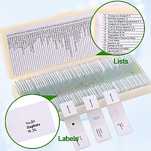 OOZSTAR 60 Pieces Prepared Microscope Slide Set with Specimens, Plant Animal Cell Science Education Microscope Slides for Bioscience Labs
