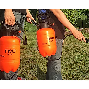 Battery Powered Sprayer and Pump Sprayer (Dual Function) for Lawn and Garden with Rechargeable Lithium Ion Power Bank and Shoulder Strap (1.3 Gallon)