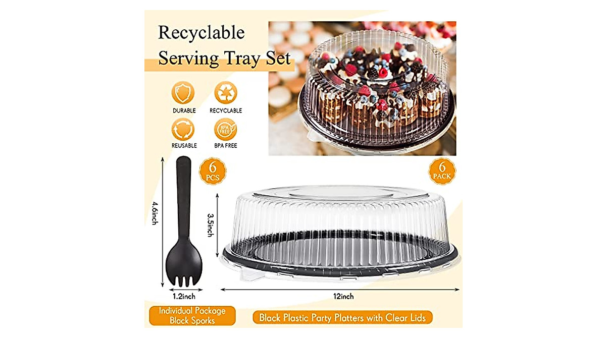 Elegant 12 Inch Heavy Duty Serving Tray Set - 6 Pack