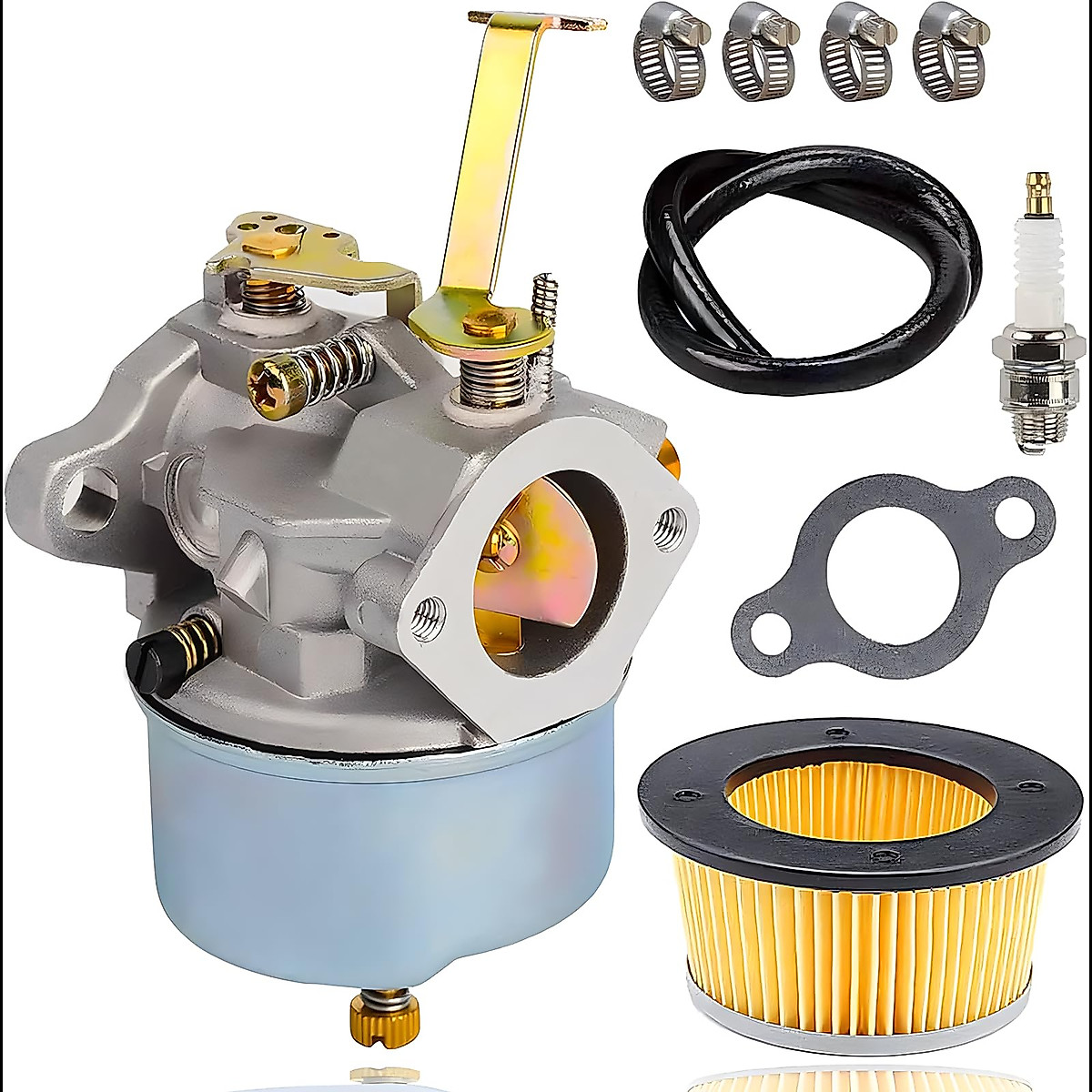 632230 Carburetor + 30727 Air Filter/Spark Plug for Tecumseh 5 HP 6 HP 632272 631828 631067 631067A H30 H50 H60 HH60 HH70 Engines 4 Cycle Engine Carb