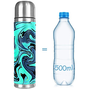 Stainless Steel Leather Vacuum Insulated Mug Abstract Texture Thermos Water Bottle for Hot and Cold Drinks Kids Adults 16 Oz