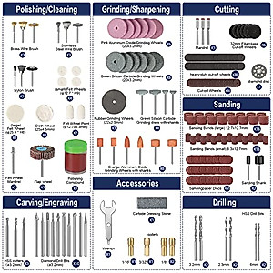 HARDELL Rotary Tool Accessories Kit 282 Pcs, Power Rotary Tool Bits 1/8''(3.2mm) Diameter Shanks Universal Fitment for Easy Cutting, Sanding, Grinding, Sharpening, Drilling, Carving, Polishing