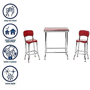 COSCO Stylaire 3 Piece High Top Set, Red & Chrome