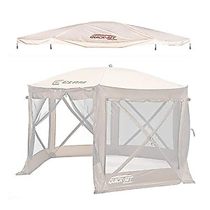 CLAM Quick-Set Outdoor Gazebo Screen Tent Canopy Accessory Rain Fly Roof Tarp for Pavilion/Pavilion Camper Models, Tan (Tent Not Included)