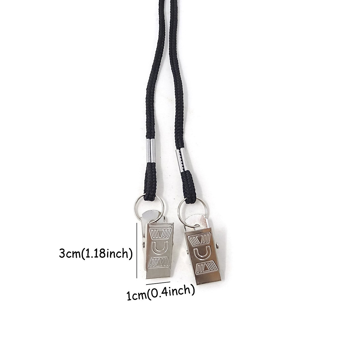 HONBAY 6PCS Black Adjustable Napkin Lanyard Neck Strap with Metal Alligator Clip for Anyone Who Want to Keep Clothes Clean