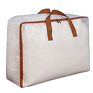 Hiermi Clear Storage Bags with Zipper- Clothes Storage Blanket Storage Under Bed Storage Large Capacity Clear Bag for Sweaters, Blankets, Comforters, Bedding Sets, and Much More (XXL, Yellow)
