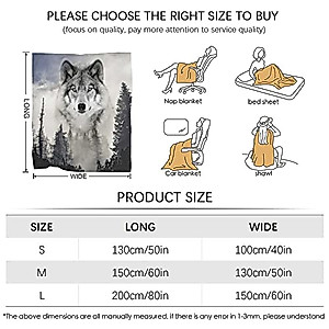 Wolf Fleece Blanket, Soft Flannel Fluffy Throw Blanket Warm All Seasons for Home Decor 50x60inch