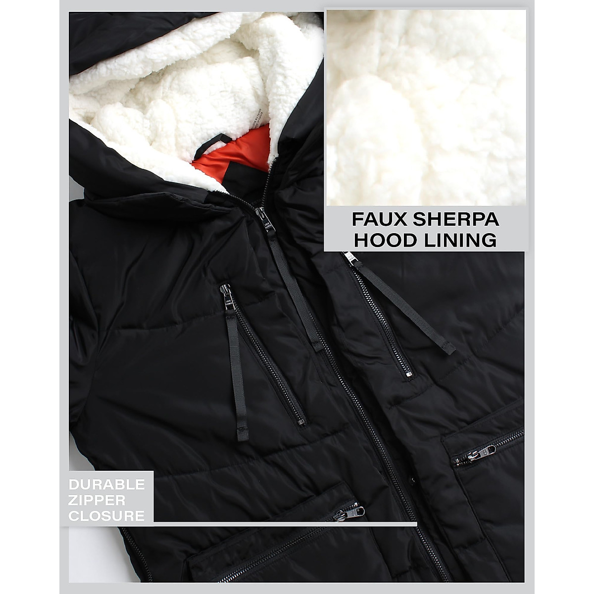 Steve Madden womens Steve Madden Women's Puffer Parka Jacket Down Alternative Coat, Black Two, Large US