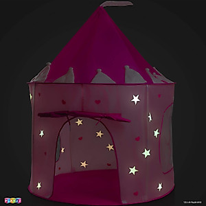 Play22 Play Tent Princess Castle Pink - Features Glow in The Dark Stars - Portable - Kids Pop Up Tent Foldable Into A Carrying Bag - Indoor and Outdoor Use - Original