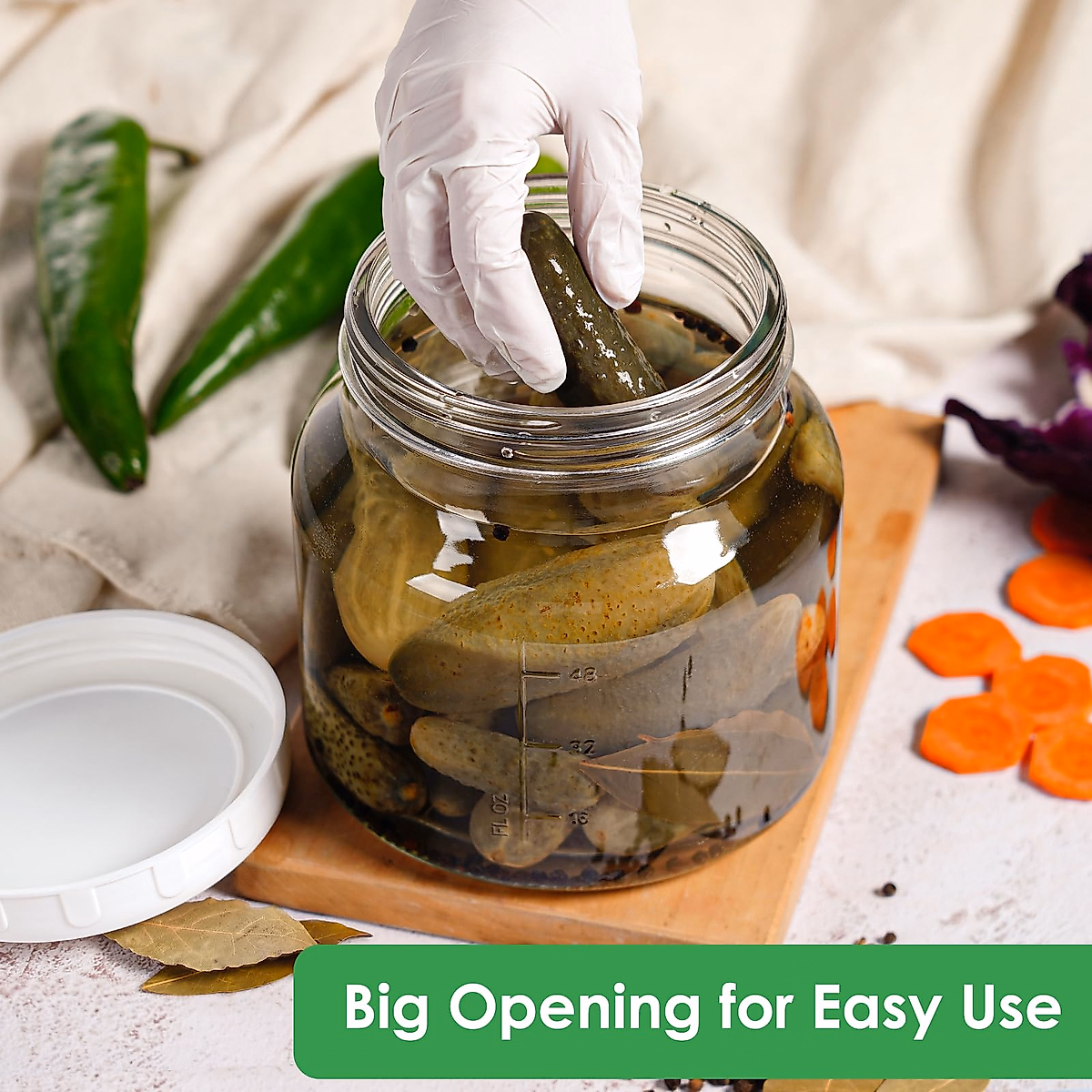 Qianfenie 2 Pack 79 Oz Glass Jars with Lids, 100% Airtight and Leak-proof Half Gallon Mason Jar, Large Mason Jar Wide Mouth for Cold Brew, Kombucha, Nut Milk, Ice Tea, Pickle Eggs, Flour, Sugar