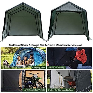 ERGOMASTER 7 Ft x 12 Ft Outdoor Carport Patio Storage Shelter Metal Frame and Waterproof Ripstop Cover for Motorcycle and ATV Car