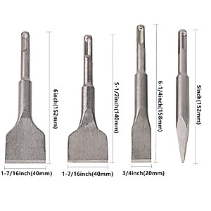 Vearter SDS Plus Shank Electric Hammer Masonry Point Groove Flat Chisel Drill Bit for Tile Cement Concrete Brick Stone…