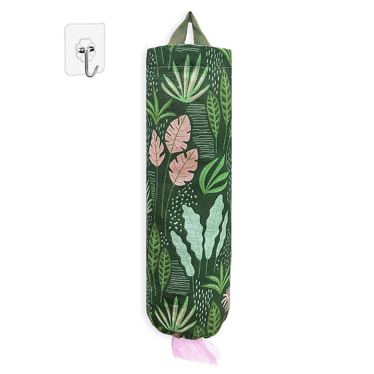 Plastic Bag Holder，Reusable Grocery Bag Holder，Wall Mount Plastic Bag Organizer Shopping Bags Carrier，Washable Large Grocery Bag Storage Dispenser ​for Home Kitchen Travelling Decor, 1 Pack，Seaweed