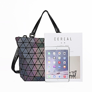 Geometric Luminous Purses and Handbags Holographic Reflective Crossbody Bag Irredescent Flash Rainbow Tote (MO.3)